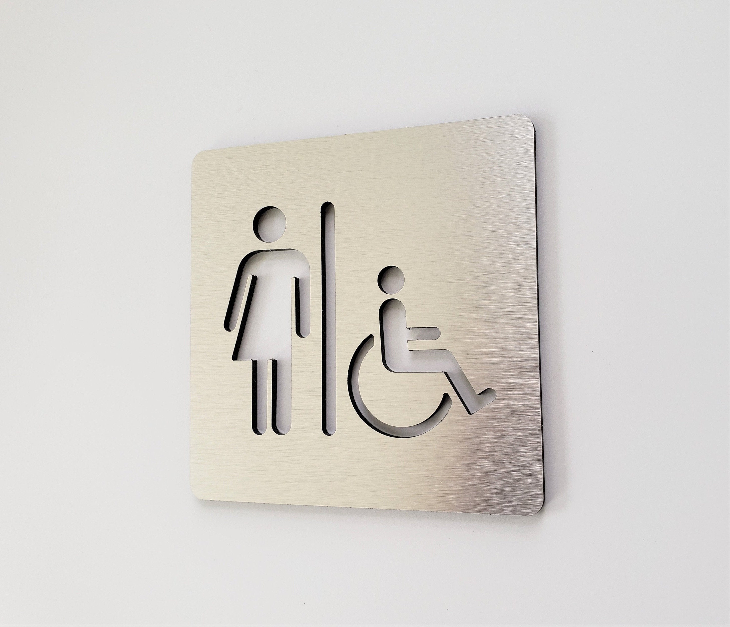 Square gender neutral bathroom sign. Unisex restroom sign. All Gender ...