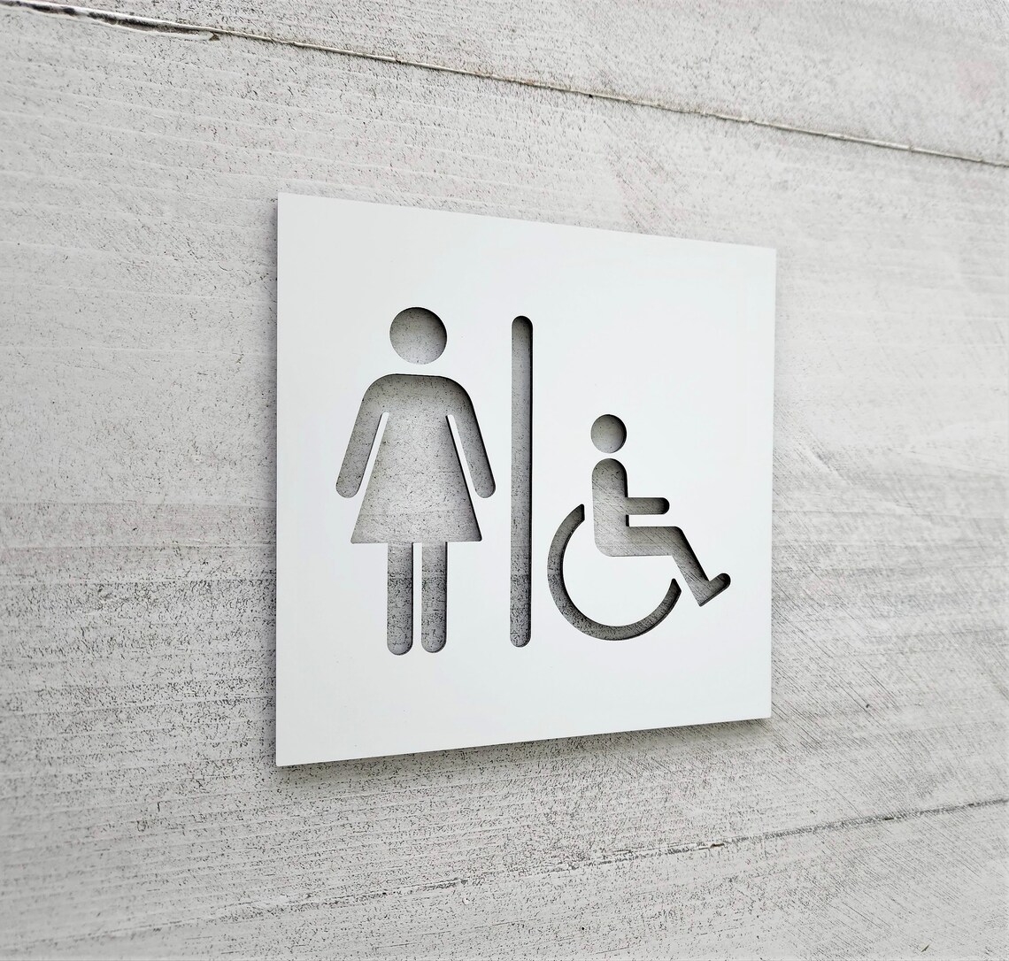 Women's Restroom Signs. Handicap Accessible Bathroom Door Signs. Female ...