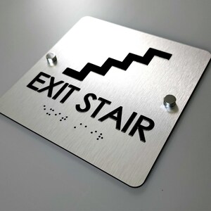 Exit Stairs Sign With Grade 2 Braille and Tactile Text. ADA Compliant ...