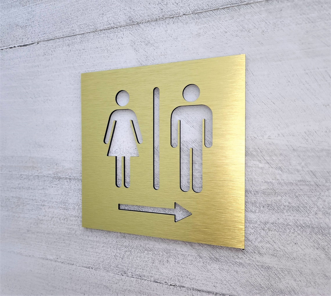 Restroom Arrow Sign. Bathroom Signs With Arrow. Directional - Etsy