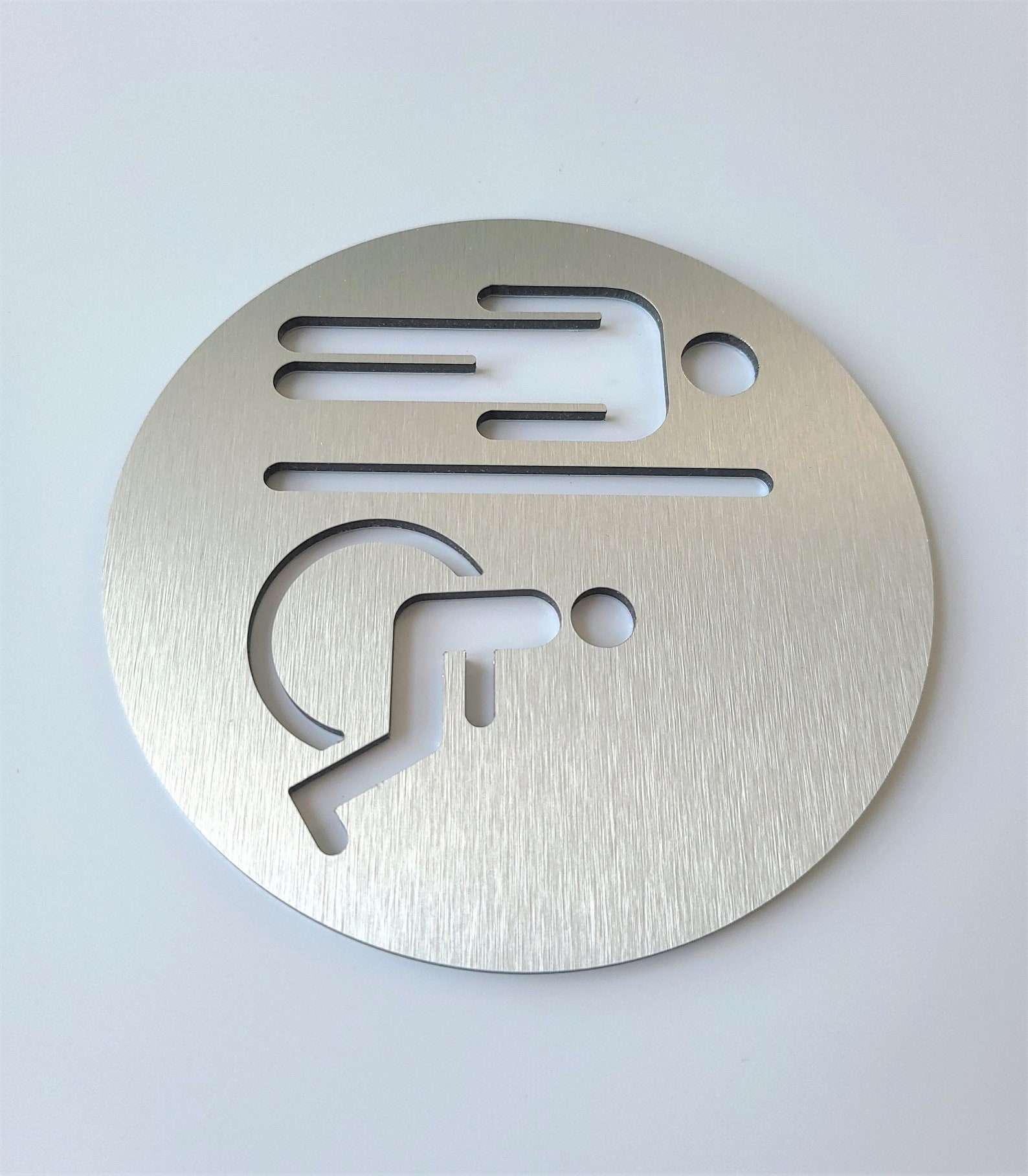 Male Restroom Sign Metal. Silver Bathroom Door Sign. Mens Toilet ...
