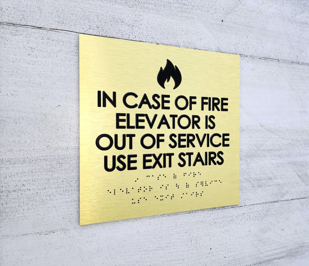 ADA in Case of Fire Use Stairs Sign. Fire Emergency Signs. Elevator ...