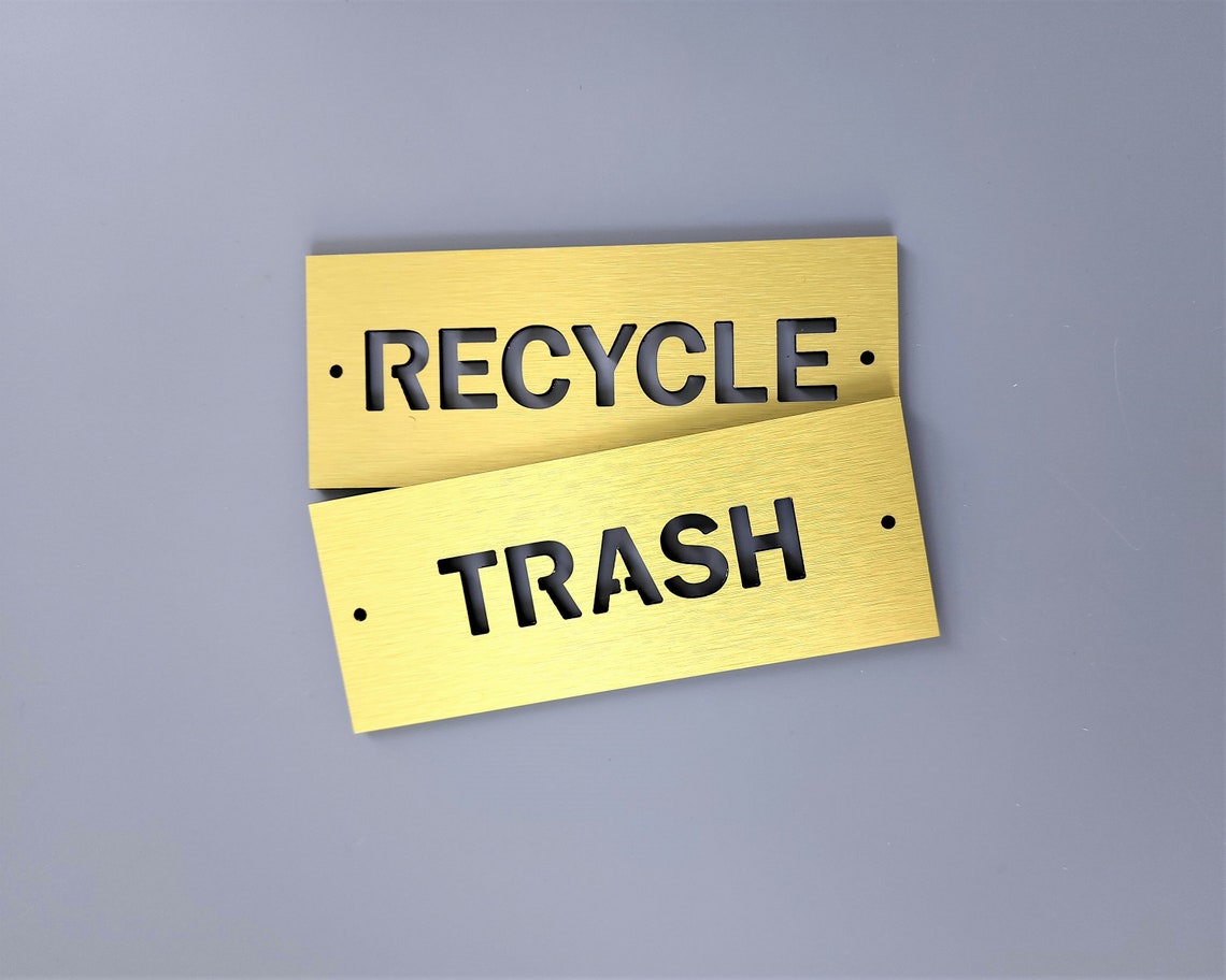 Trash and Recycle Signs With Bold Letters. Garbage Can Label. - Etsy