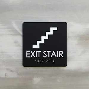 Exit Stairs Sign With Grade 2 Braille and Tactile Text. ADA Compliant ...