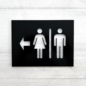 Directional Bathroom Signs. Restroom Sign With Arrow. Bathroom ...