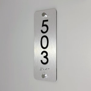Custom Vertical ADA Room Number Signs. Tactile Grade 2 Braille Door ...