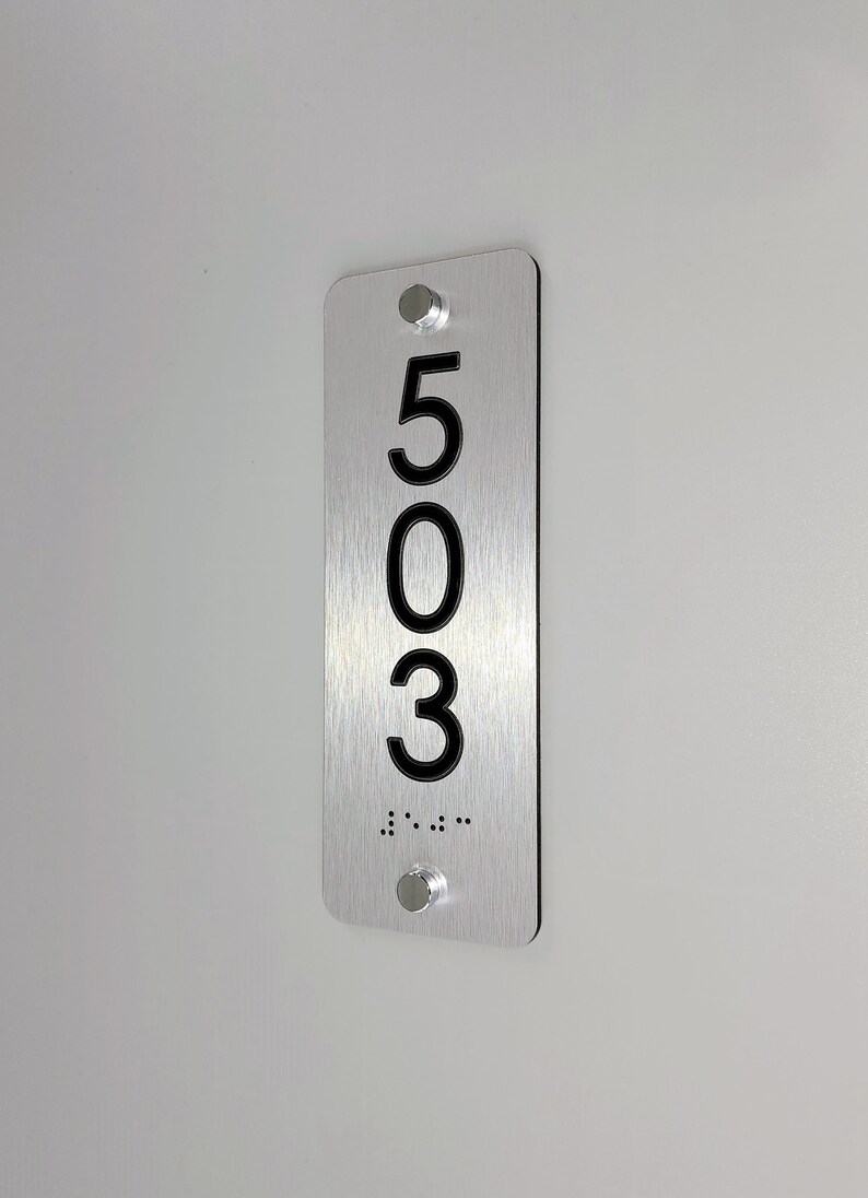 Custom Vertical ADA Room Number Signs. Tactile Grade 2 Braille Door ...