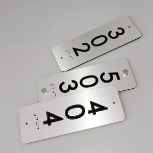Custom Vertical ADA Room Number Signs. Tactile Grade 2 Braille Door ...