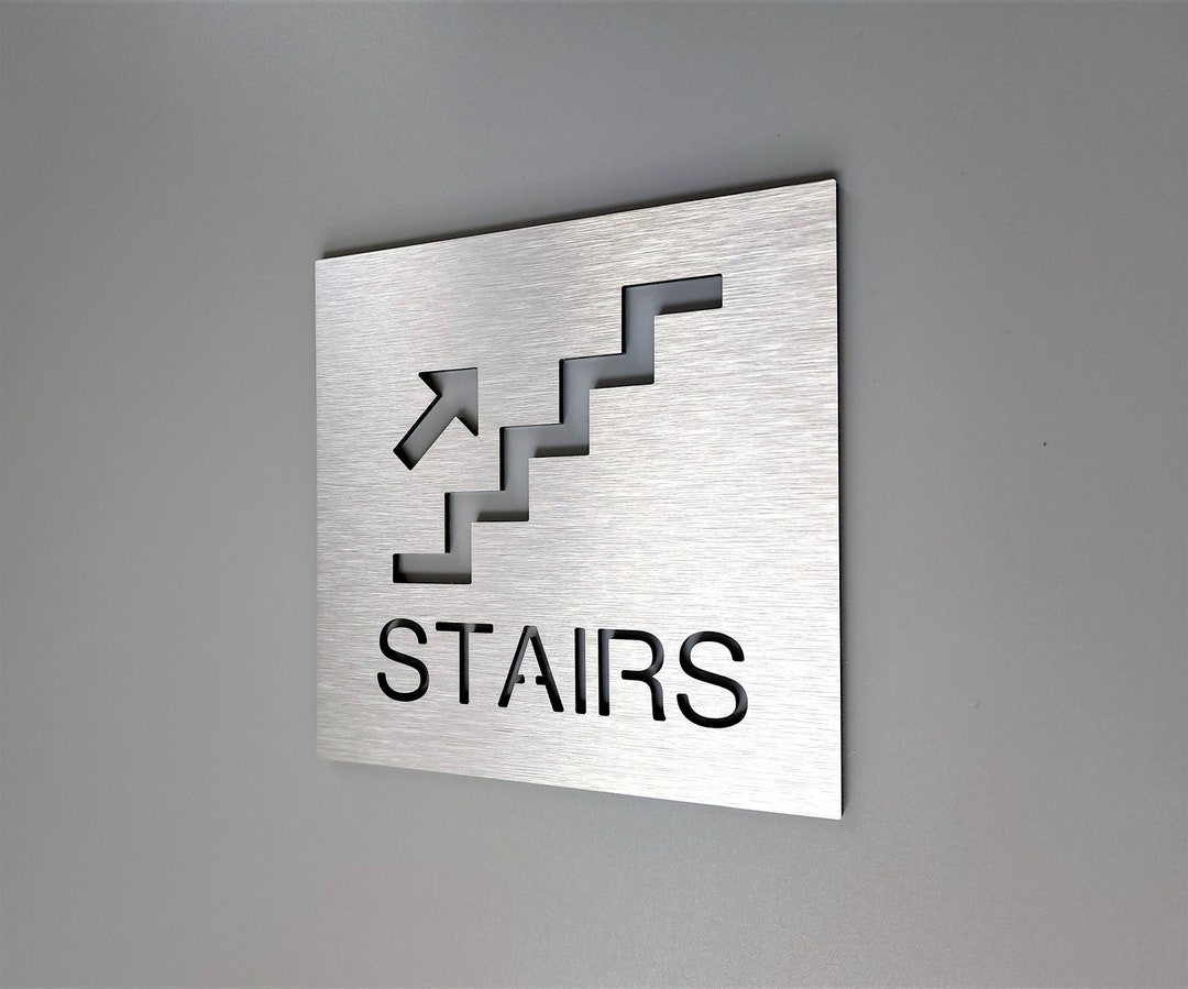 Stairs Signs With Arrows. Directional Stairs Sign. Stairway Signage ...