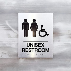 ADA Compliant Unisex Restroom Sign. Handicap Accessible Unisex Bathroom ...