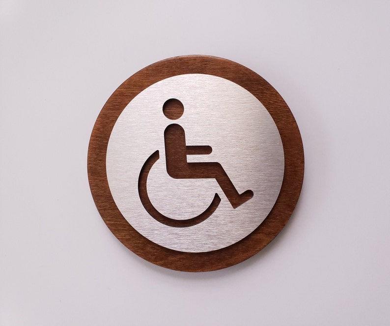 Wood and Metal Handicap Door Sign. Handicapped Restroom Sign. | Etsy