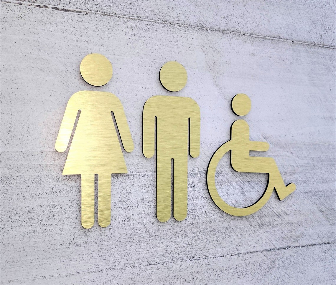 Metal Bathroom Figures - Set of 3. All Gender Handicap Accessible ...