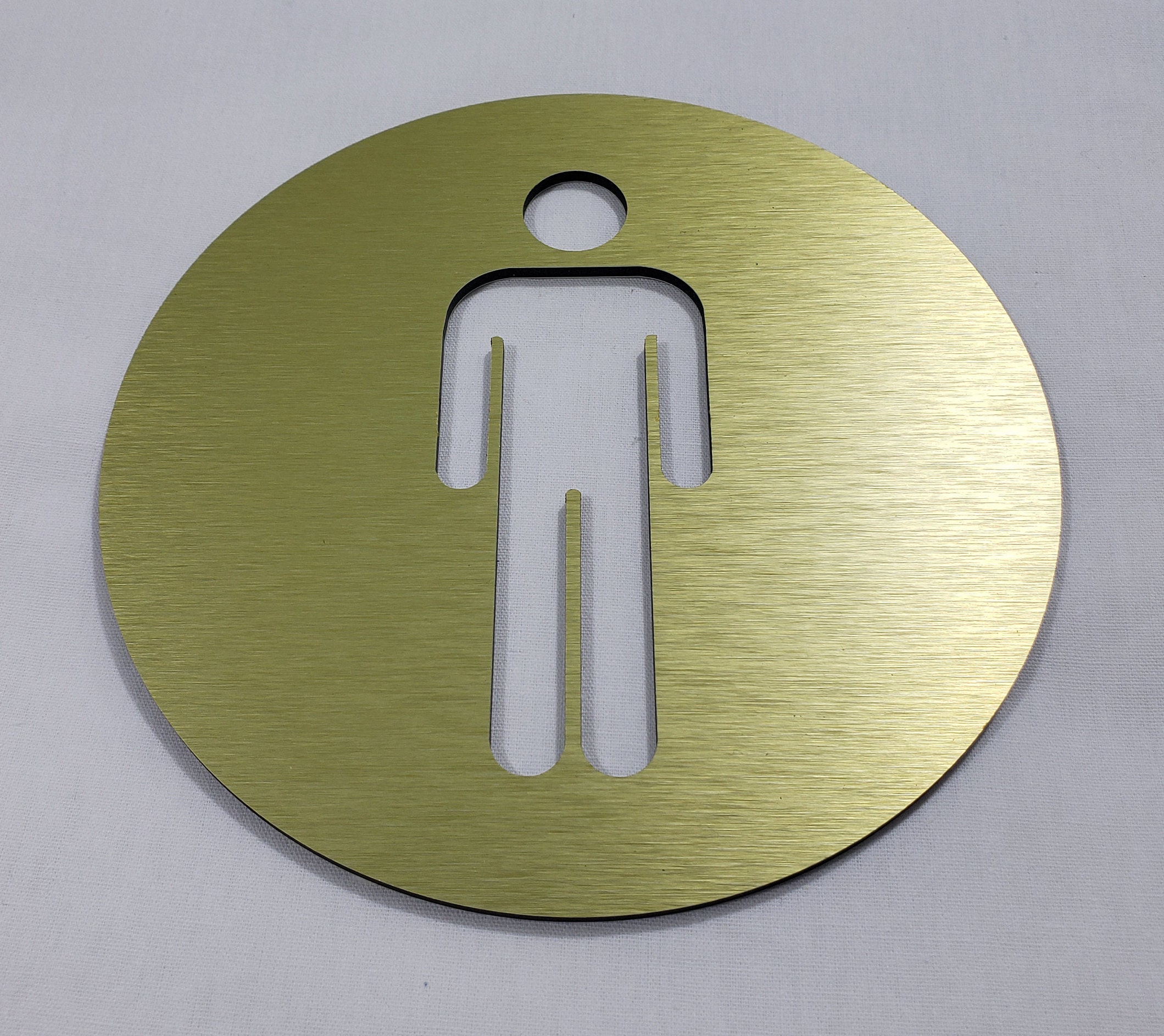 Male bathroom sign. Metal restroom door sign. Men's toilet. Modern ...