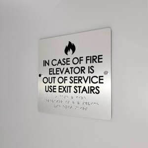 In Case of Fire Use Stairs ADA Sign. Fire Emergency Signs. Elevator ...