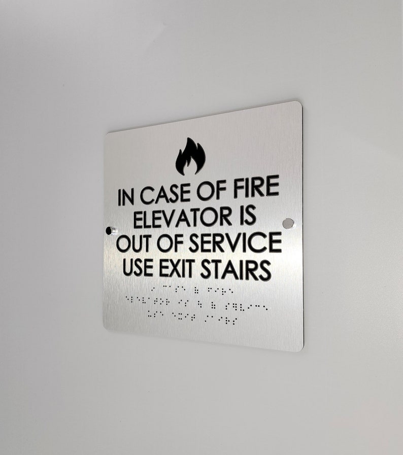 In Case of Fire Use Stairs ADA Sign. Fire Emergency Signs. Elevator ...