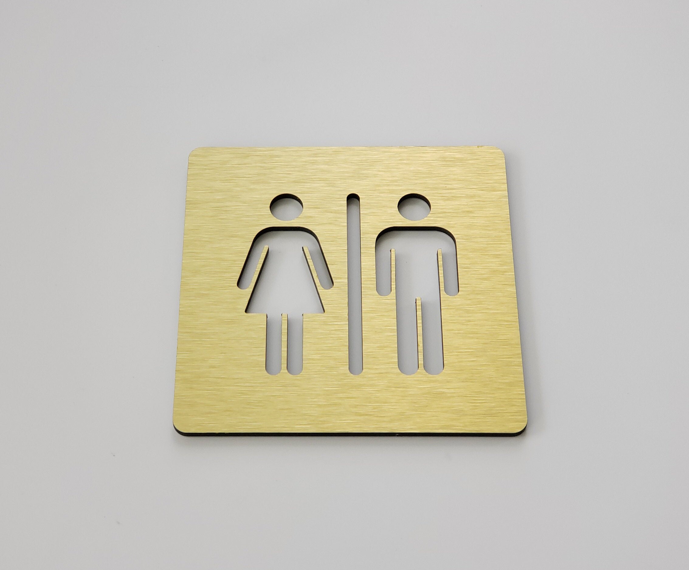 Square bathroom signs. Unisex restroom sign gold. All Gender restroom ...