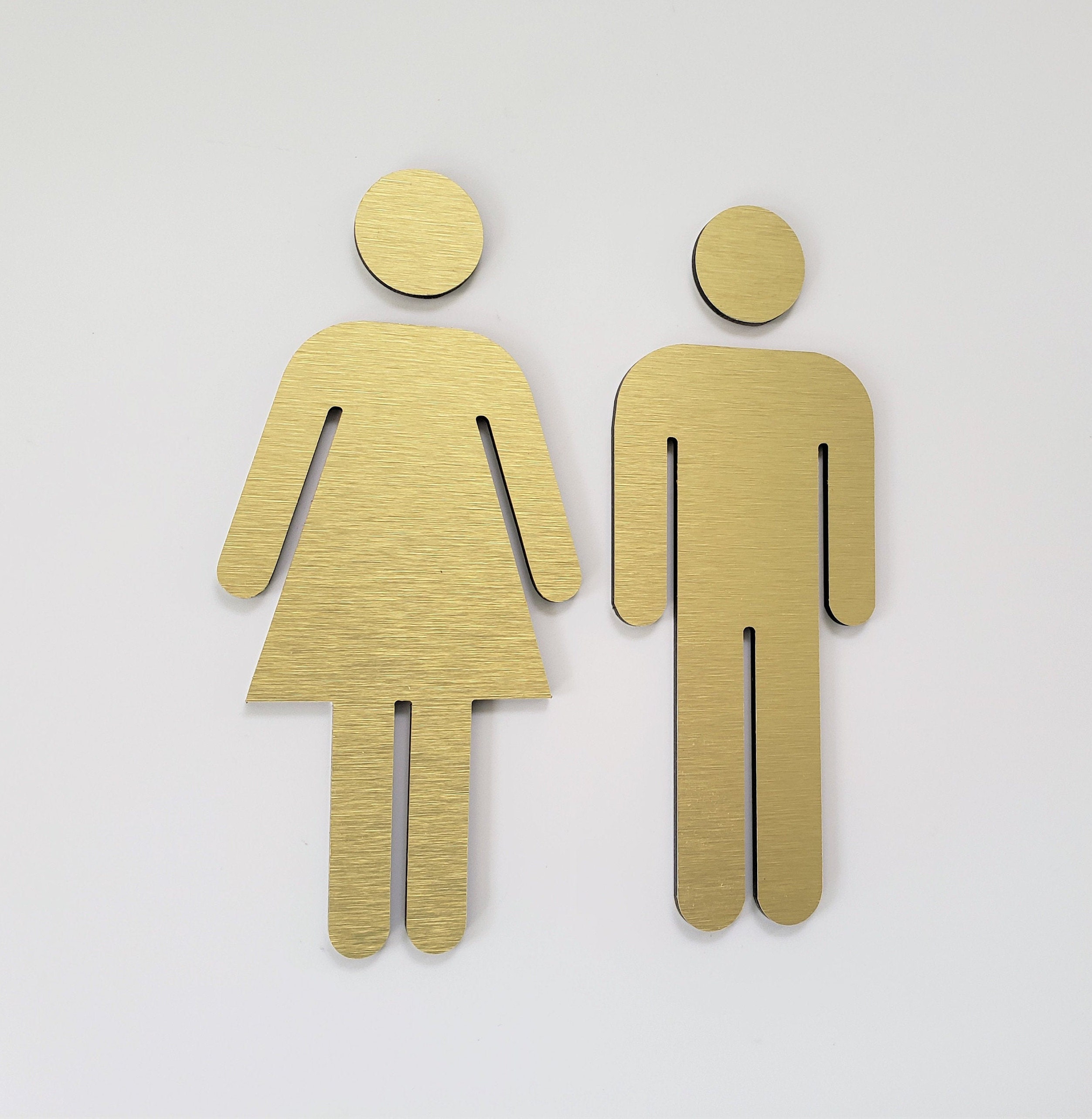 Male Female bathroom figures - set of 2. Restroom door sign. Metal ...