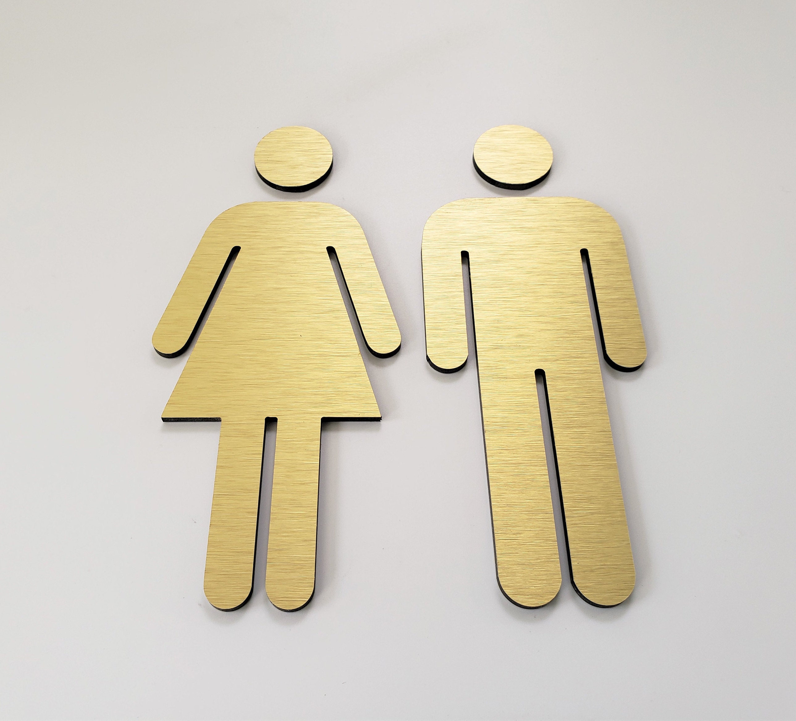 Male Female bathroom figures - set of 2. Restroom door sign. Metal ...
