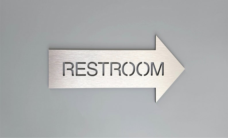 Restroom Sign With Arrow. Bathroom Signs. Wayfinding Sign. - Etsy