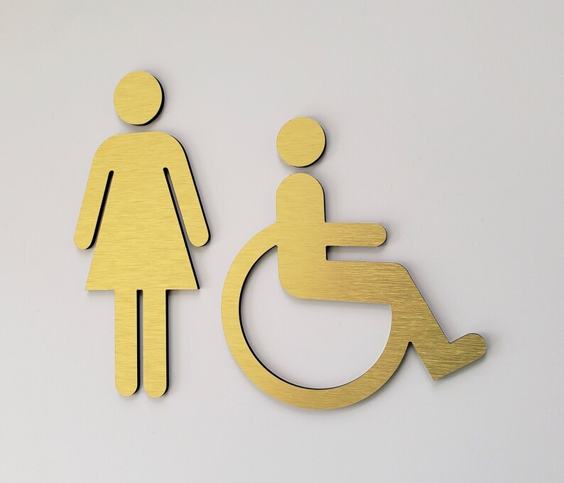 Female bathroom figures set of 2. Handicap accessible | Etsy
