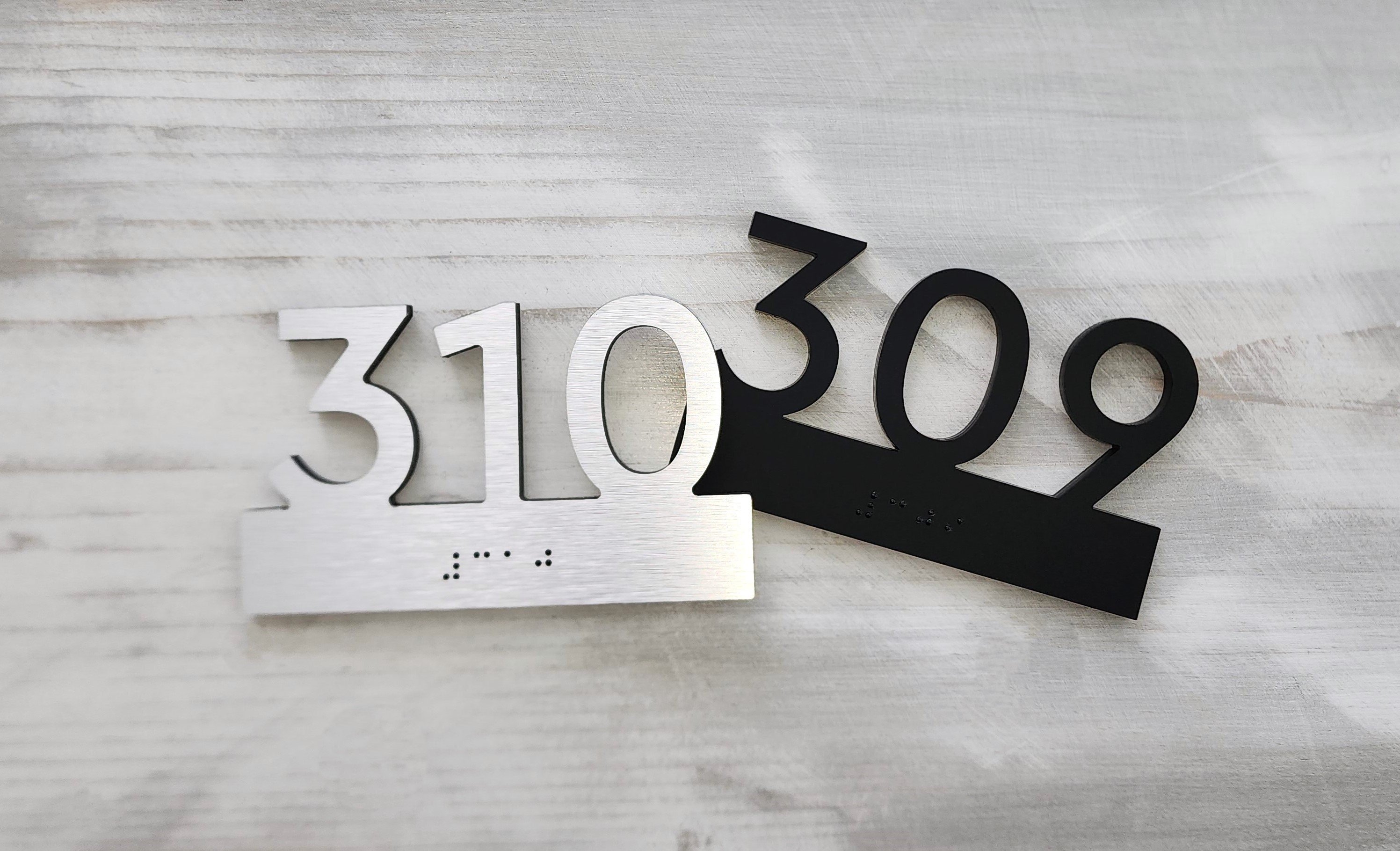 Room number signs with Grade 2 Braille. Custom door numbers with ...