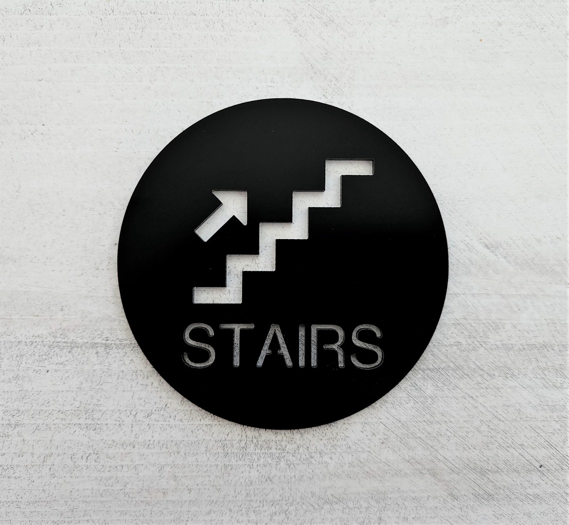 Stairs Arrow Sign. Information Signs. Directional Stairs Signs ...