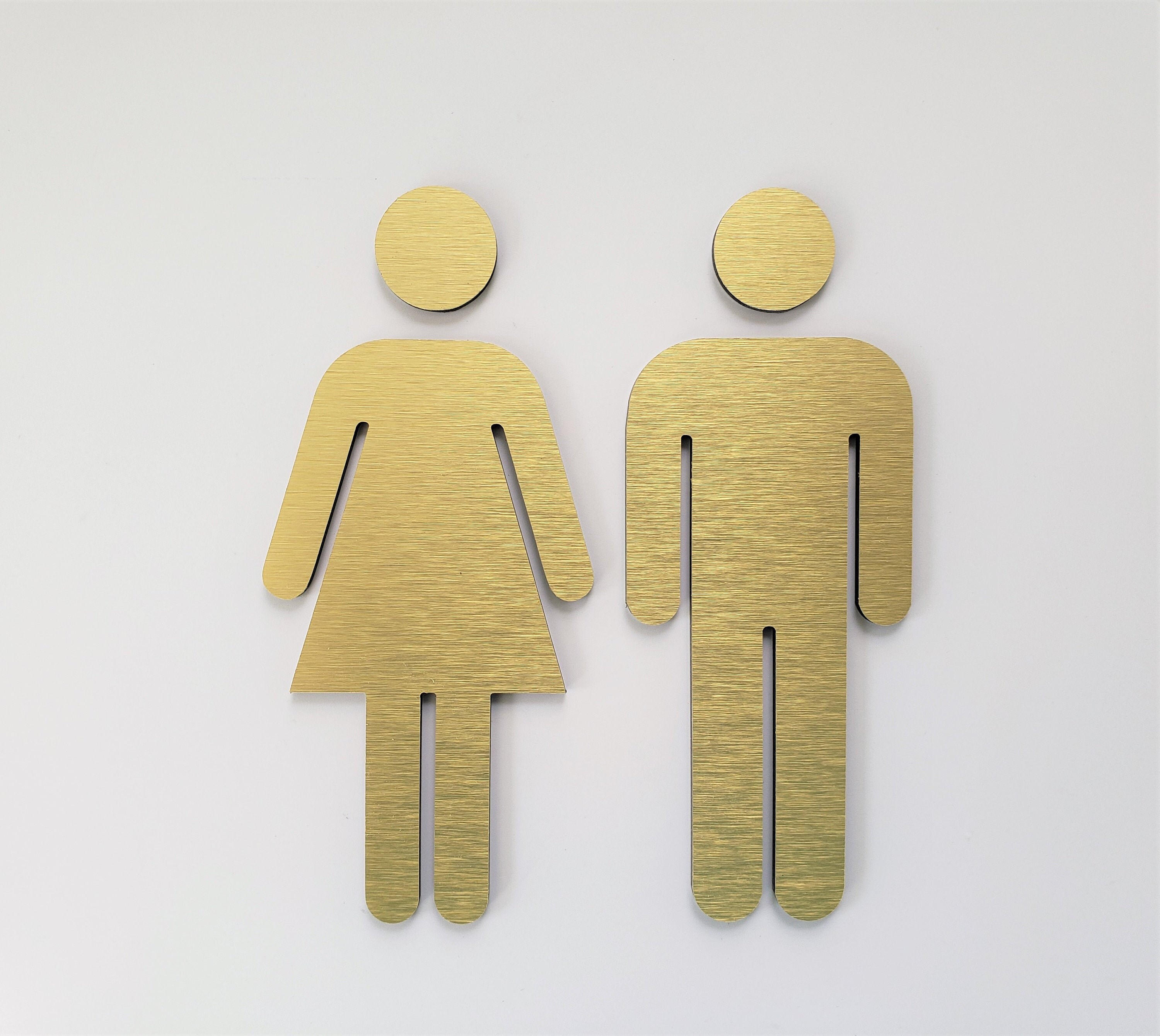 Male Female bathroom figures - set of 2. Restroom door sign. Metal ...