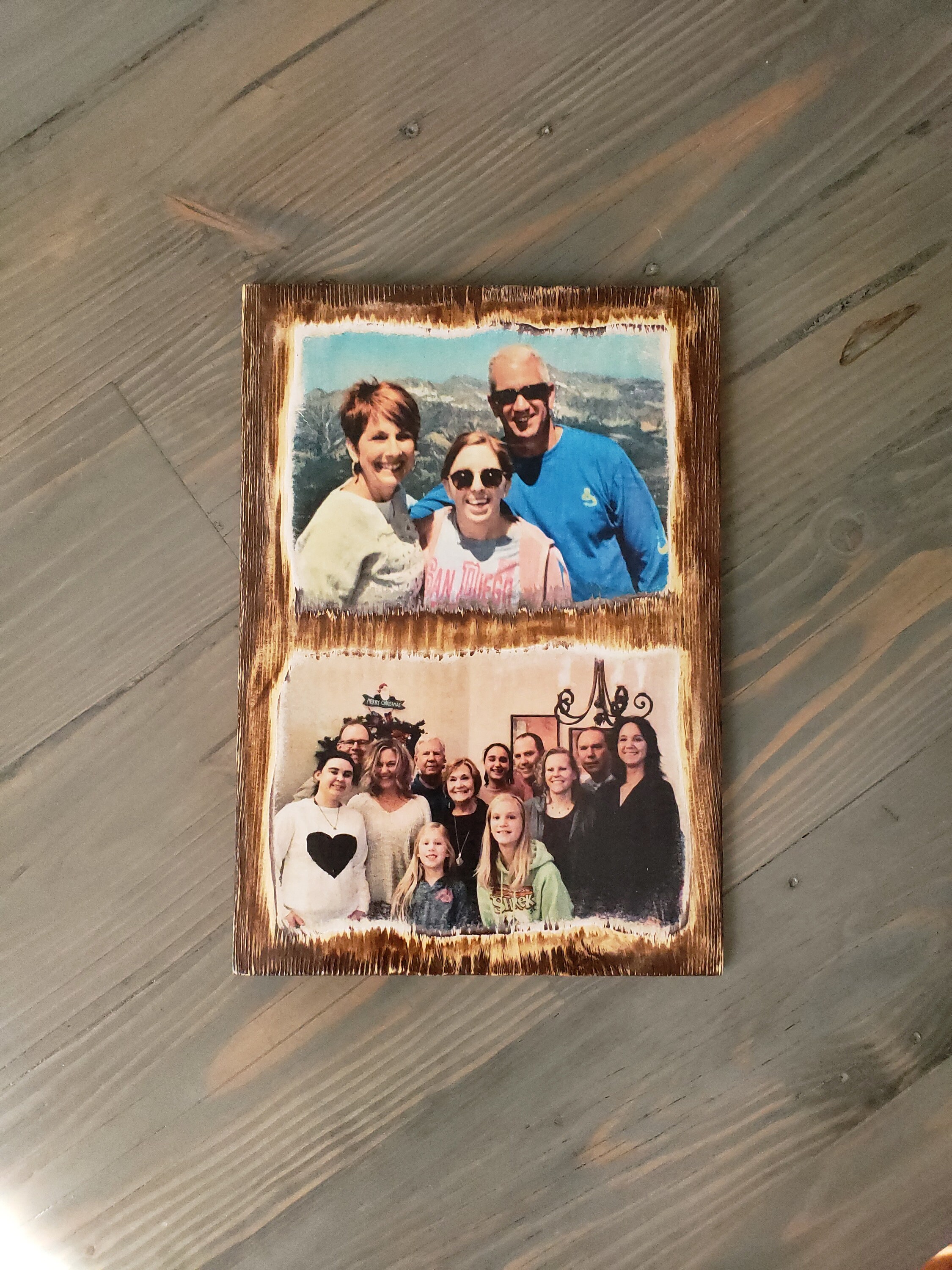 Photo collage on wood reserved for Lindsey