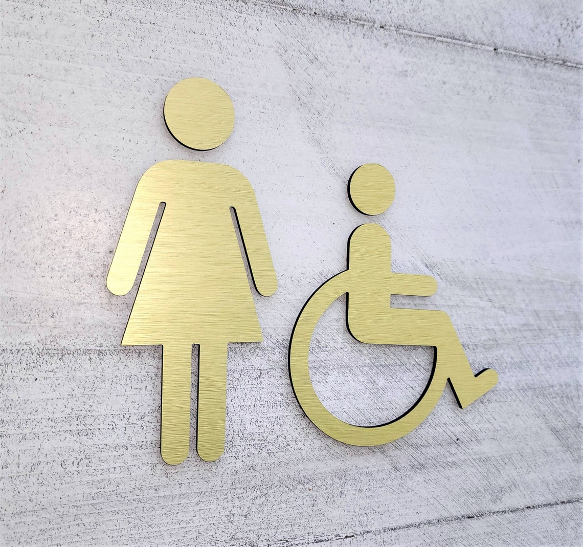 Female Bathroom Figures - Set of 2. Handicap Accessible Restroom Sign ...