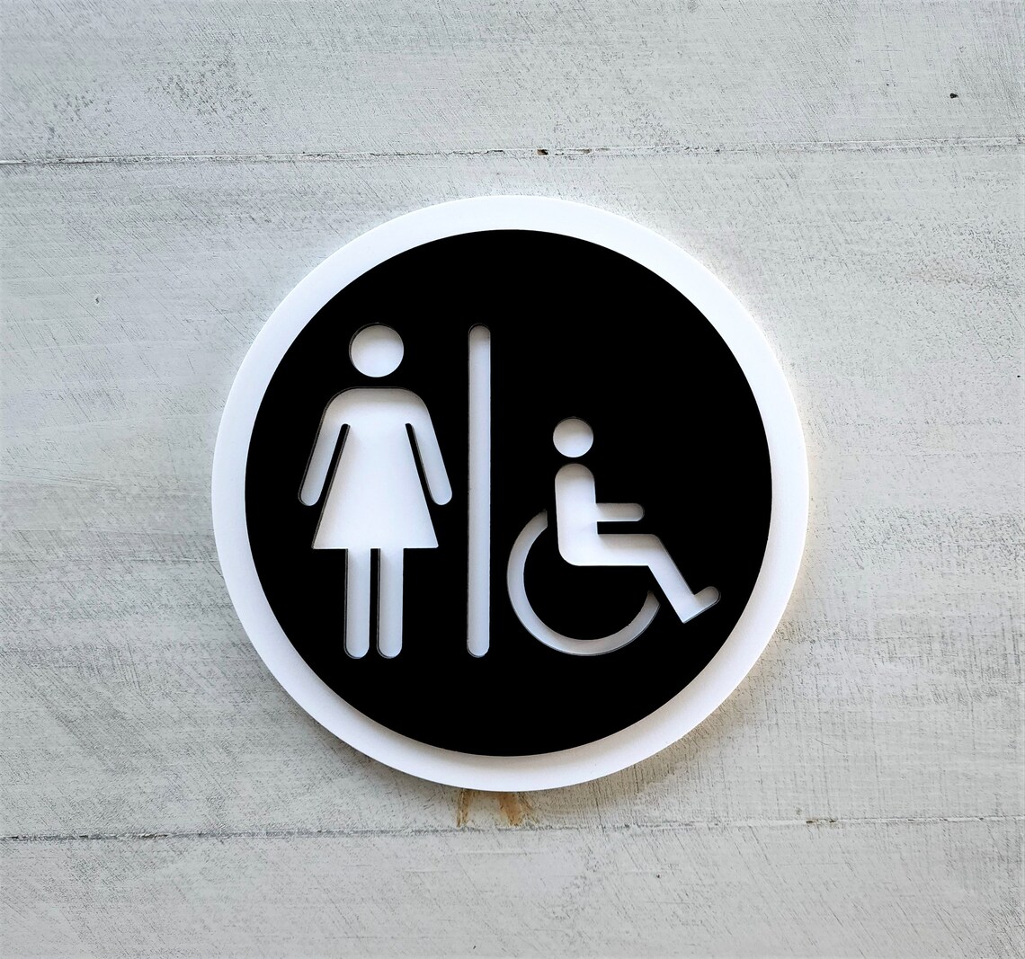 Women Restroom Door Sign. Female Bathroom Sign. Wood. Womens Toilet ...