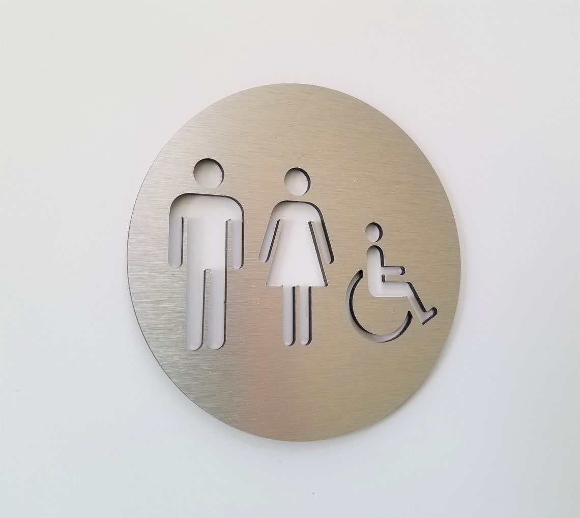 Gold Bathroom Sign. All Gender Restroom Door Sign. Unisex | Etsy