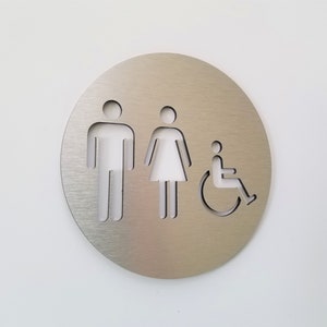Gold Bathroom Sign. All Gender Restroom Door Sign. Unisex | Etsy