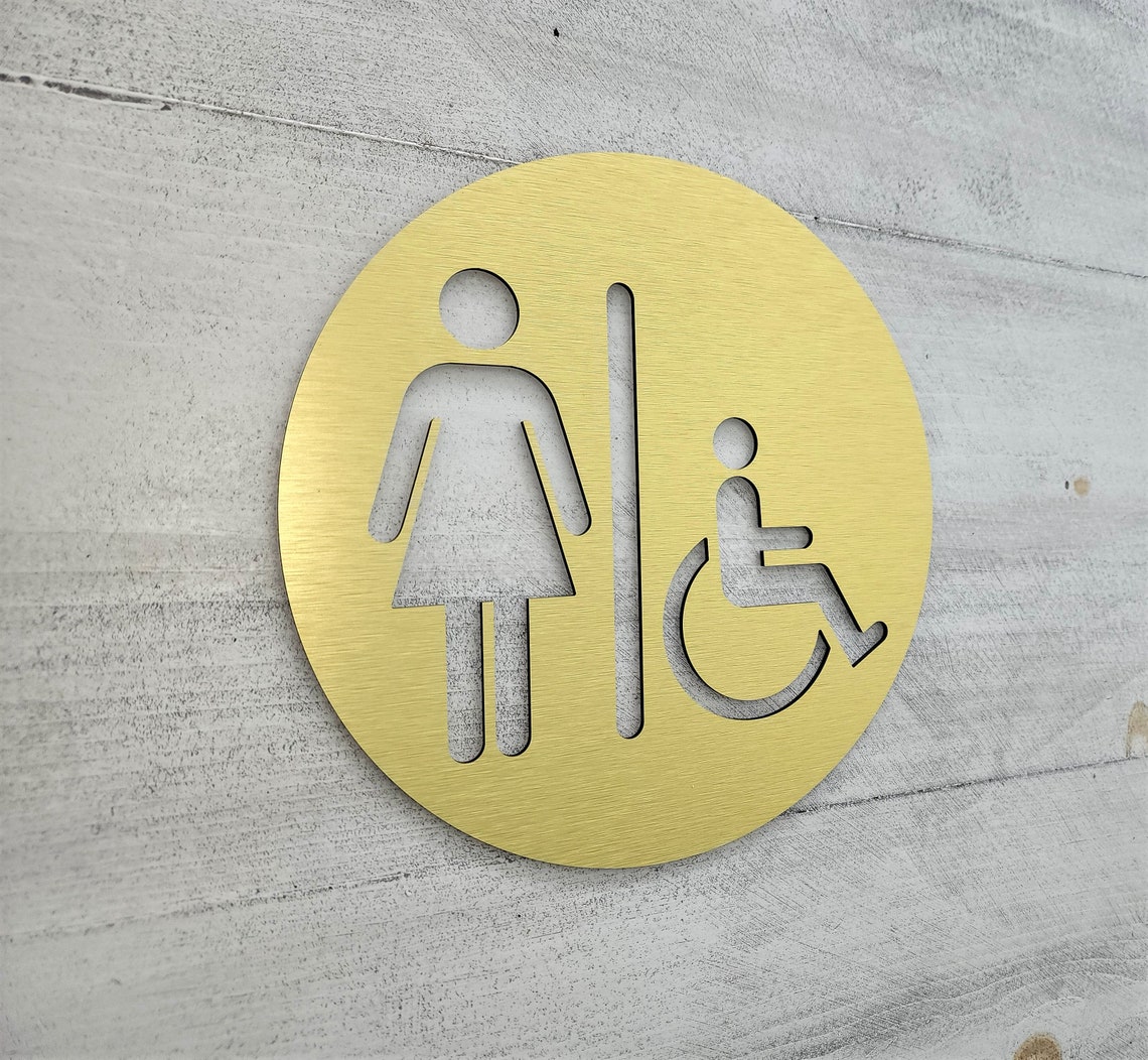 Female Restroom Sign Metal. Silver Bathroom Door Sign. Womens - Etsy