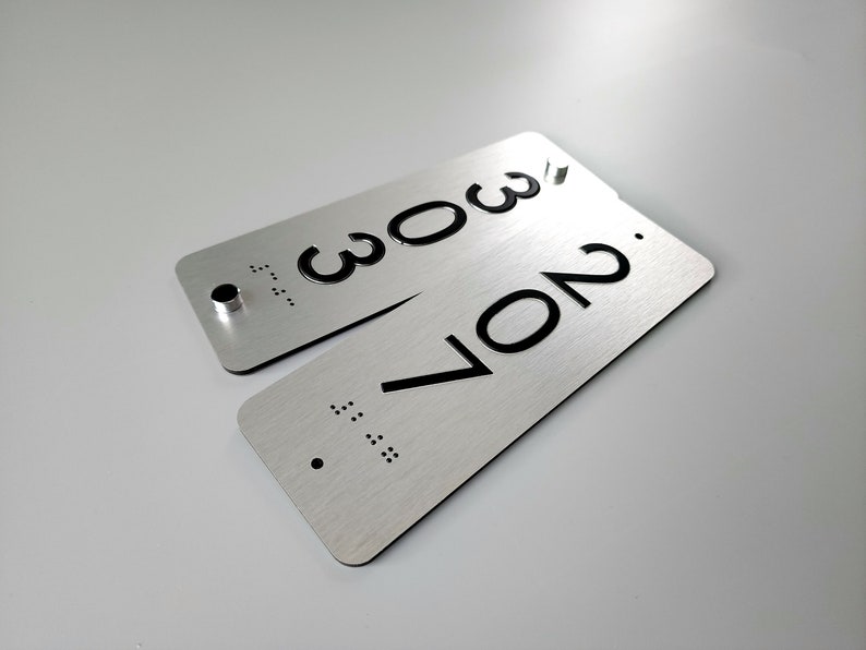 Custom Vertical ADA Room Number Signs. Tactile Grade 2 Braille Door ...