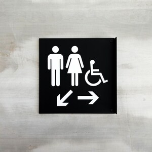 Directional Restroom Sign for Perpendicular Mounting. Corridor Signs ...