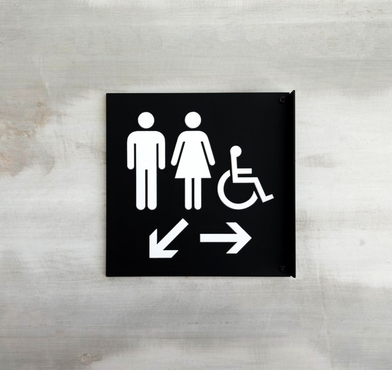 Directional Restroom Sign for Perpendicular Mounting. Corridor Signs ...