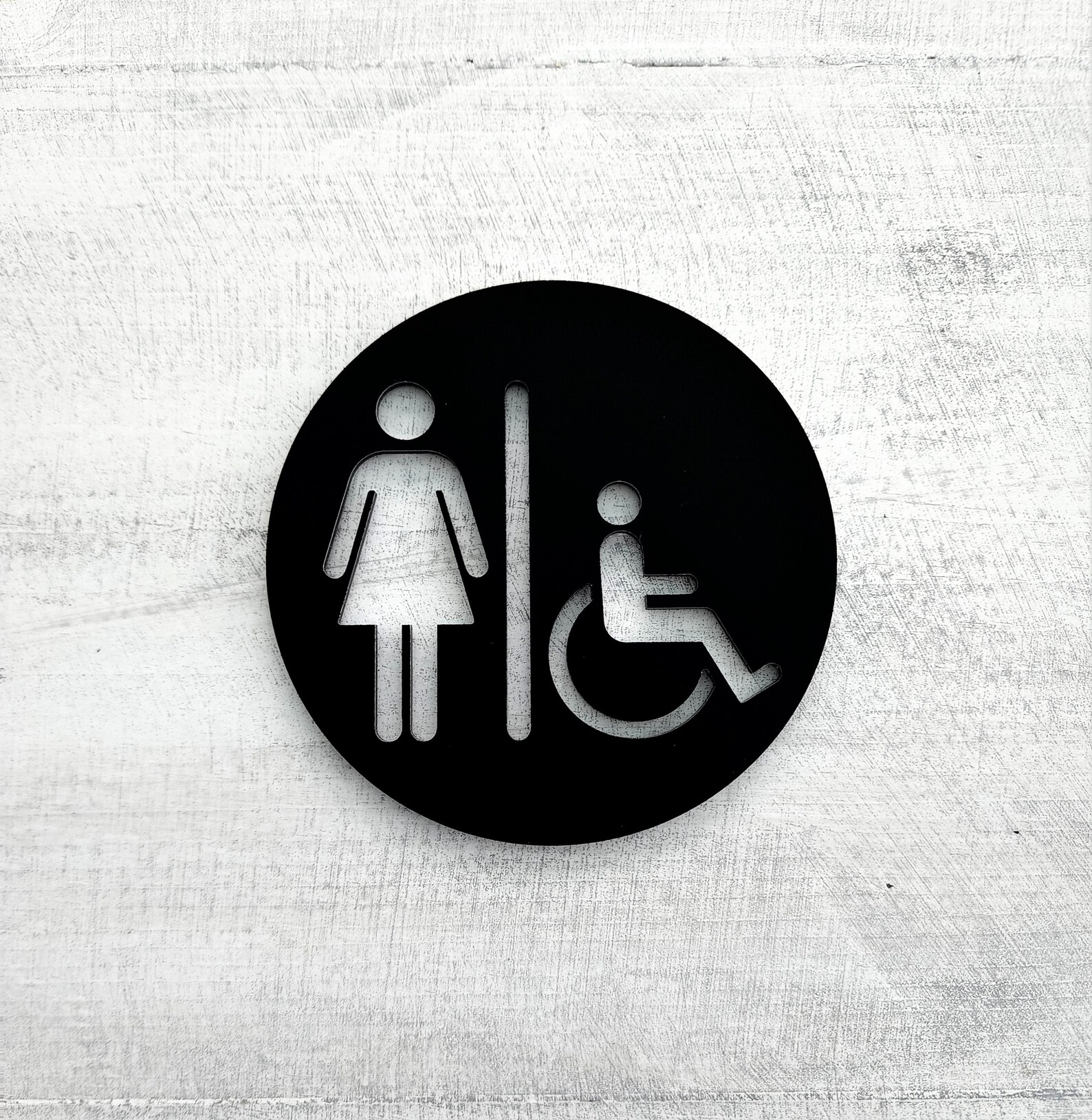 Female Restroom Sign Metal. Silver Bathroom Door Sign. Womens Toilet ...
