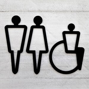 Set of 3 Modern Bathroom Figures. Man and Woman Cutout Symbols for ...