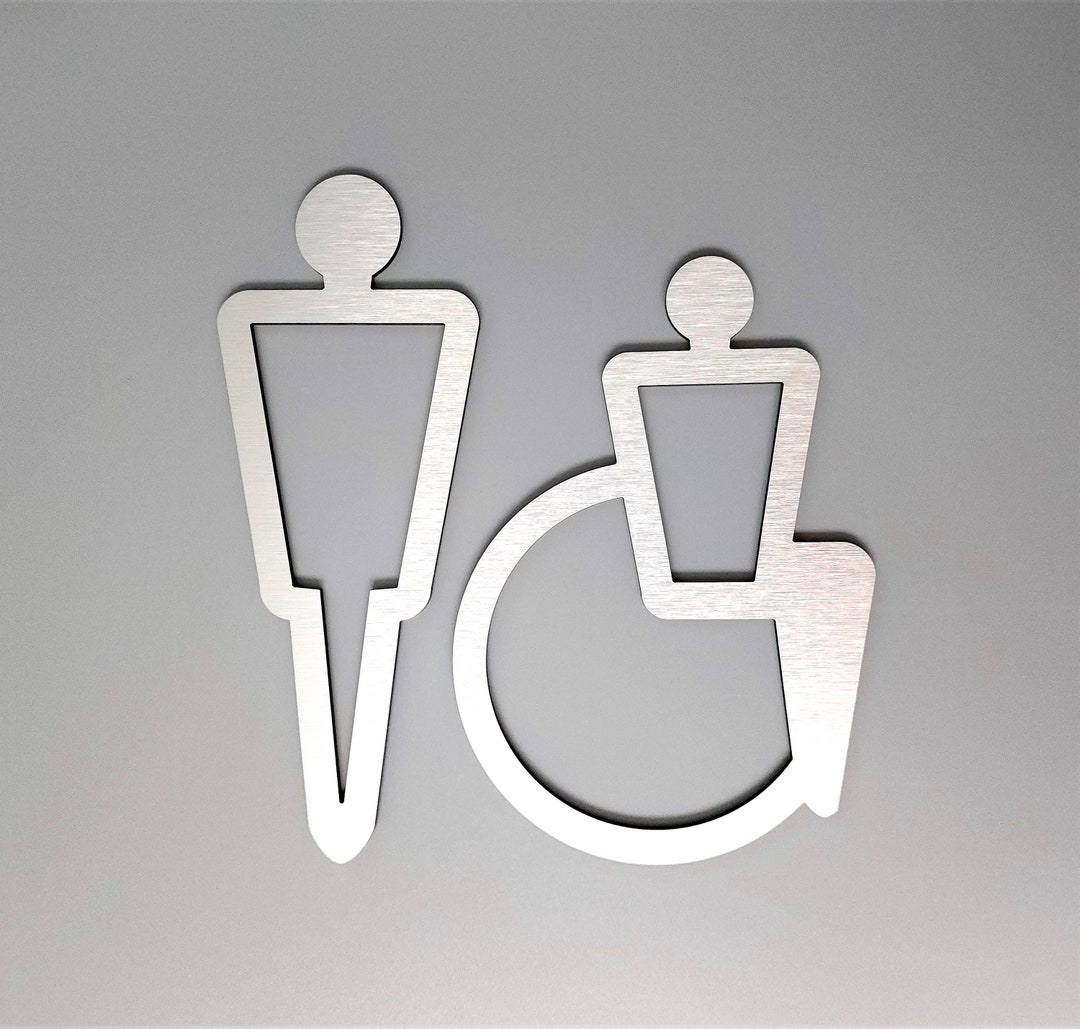 Set of 2 Male Restroom Figures. Handicap Accessible Restroom Signs ...