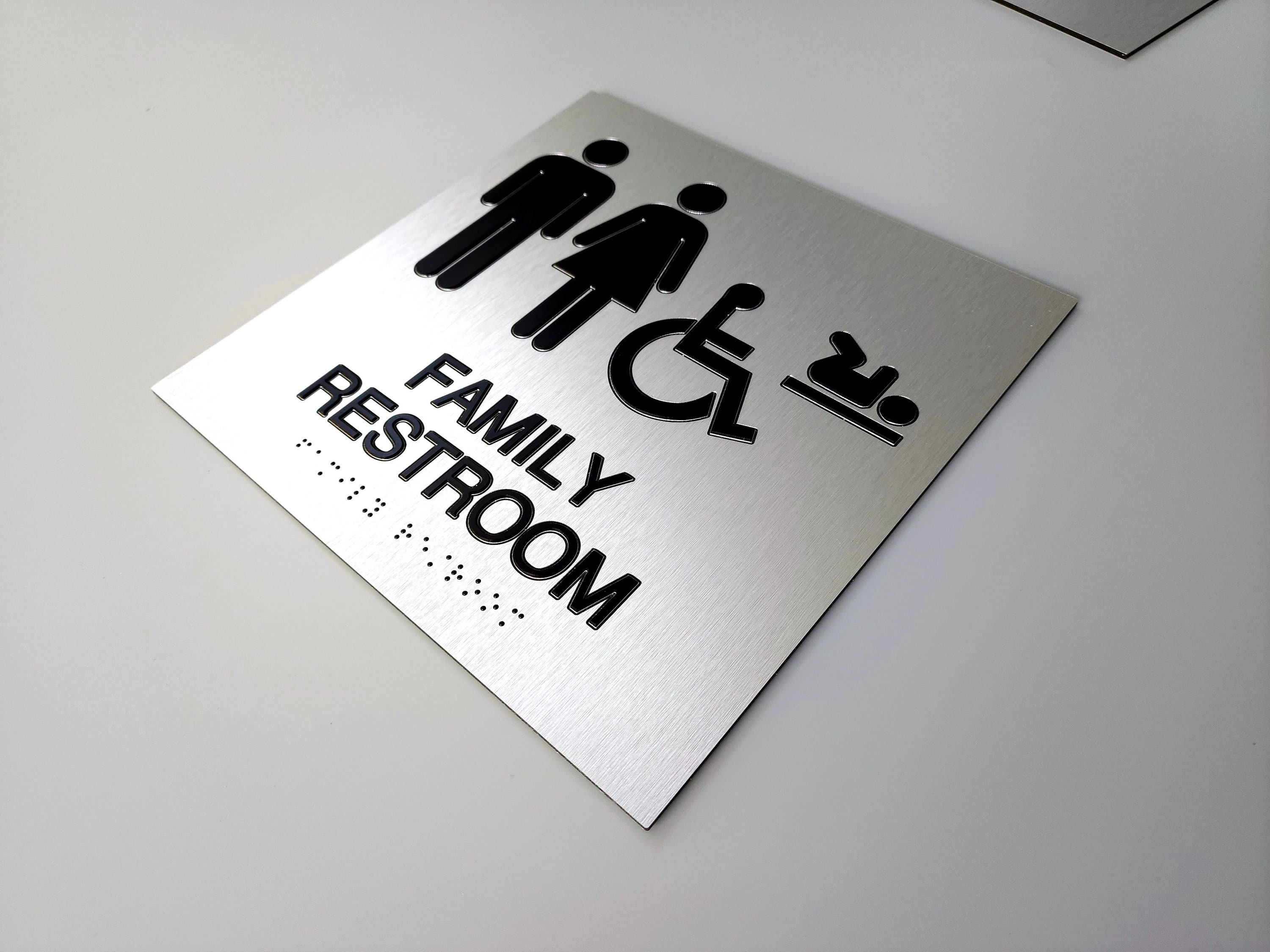 ADA compliant family restroom sign. Handicap accessible bathroom signs ...