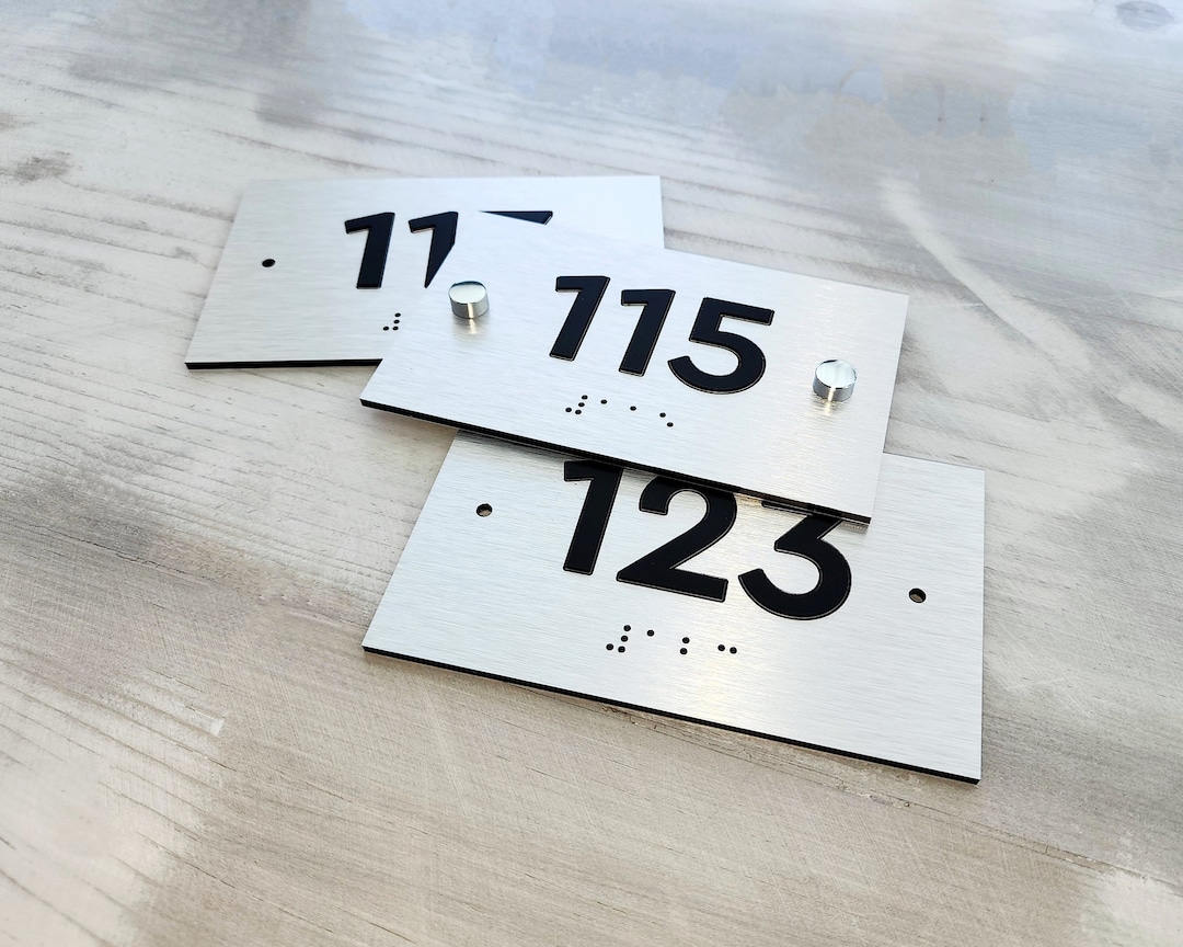 ADA Room Number Signs. Custom ADA Compliant Number Plaques. Apartment ...