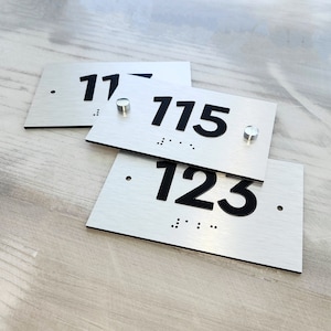 ADA Room Number Signs. Custom ADA Compliant Number Plaques. Apartment ...