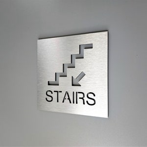 Stairs Signs With Arrows. Directional Stairs Sign. Stairway Signage ...