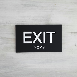 Exit Sign With Grade 2 Braille and Tactile Text. ADA Compliant Exit ...