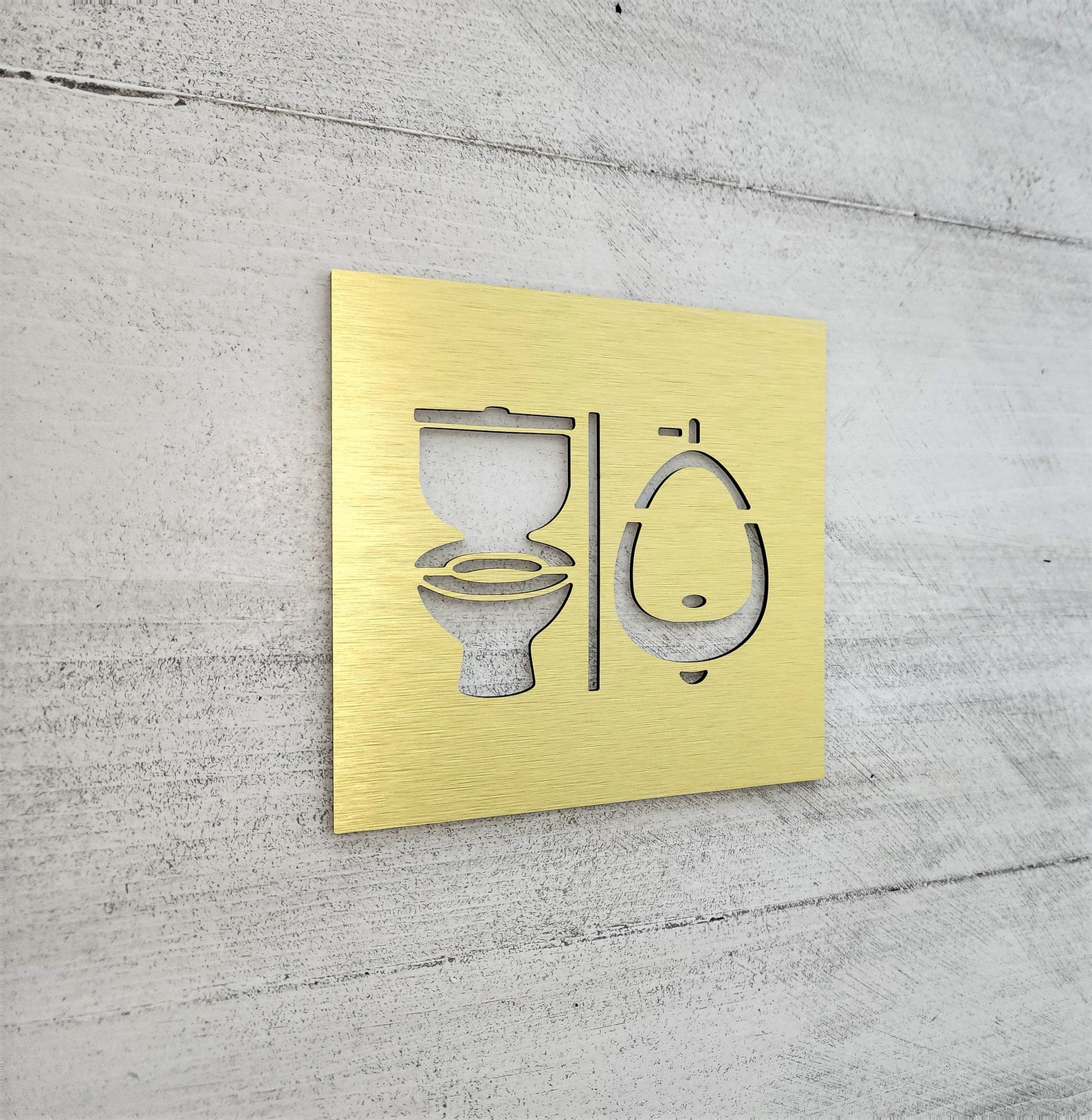 Bathroom Sign With Toilet and Urinal Symbols. All Gender Restroom Signs ...