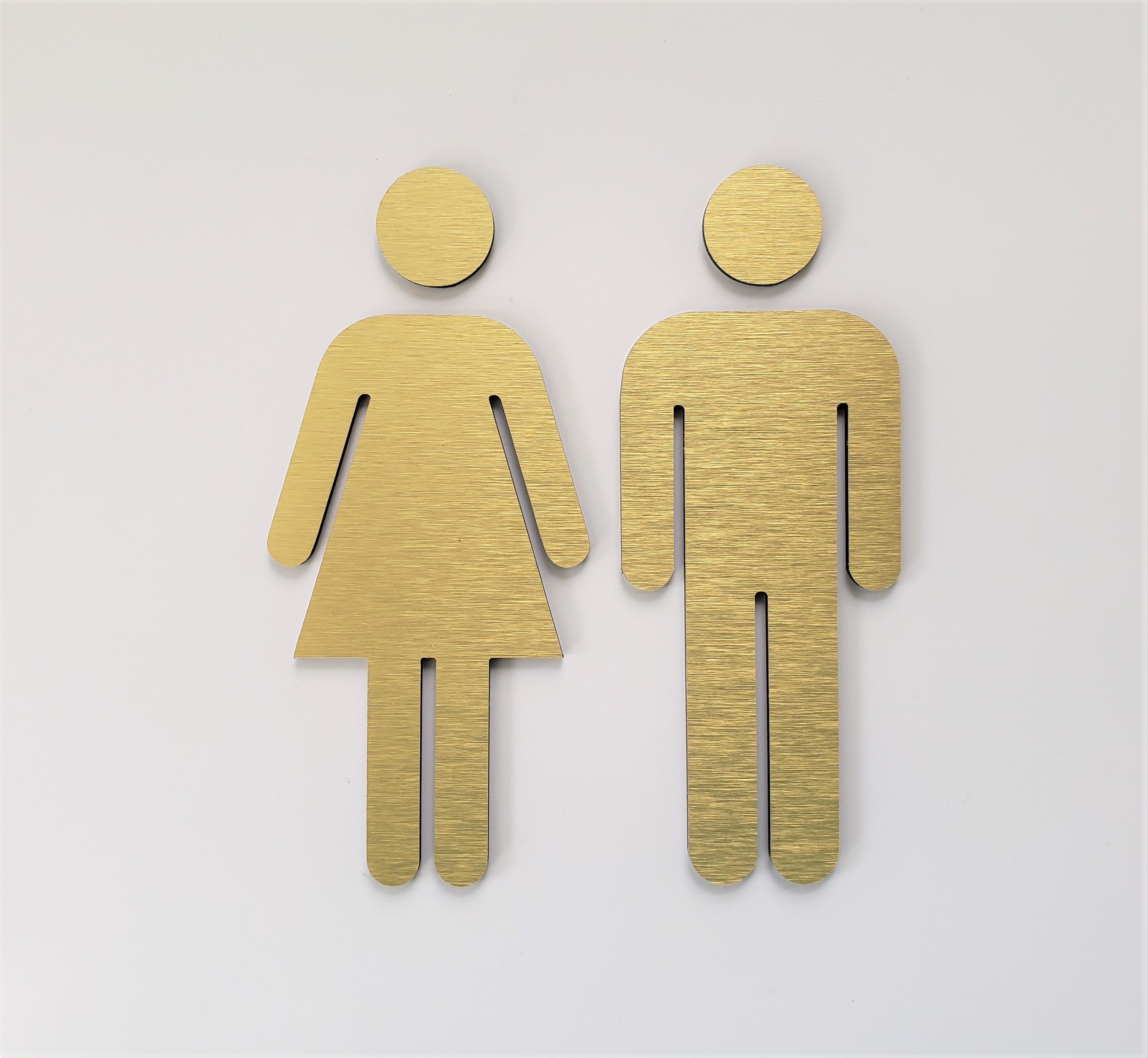 Male Female bathroom figures - set of 2. Restroom door sign. Metal ...