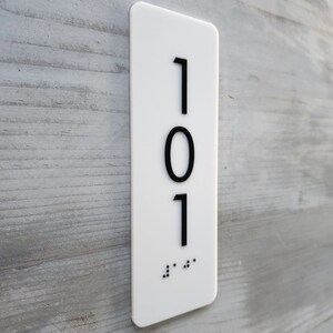 Custom Vertical ADA Room Number Signs. Tactile Grade 2 Braille Door ...