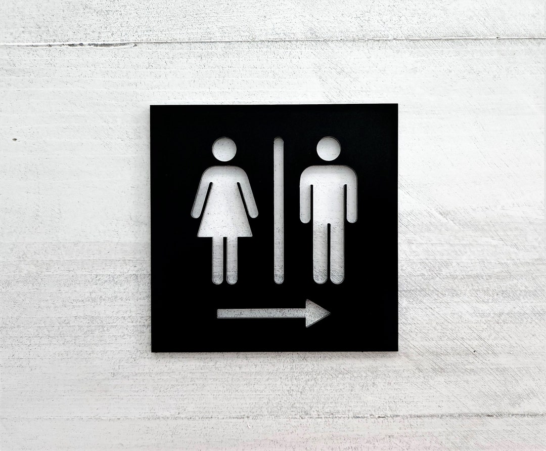 Bathroom Arrow Sign. Restroom Signs With Arrow. Directional Bathroom ...