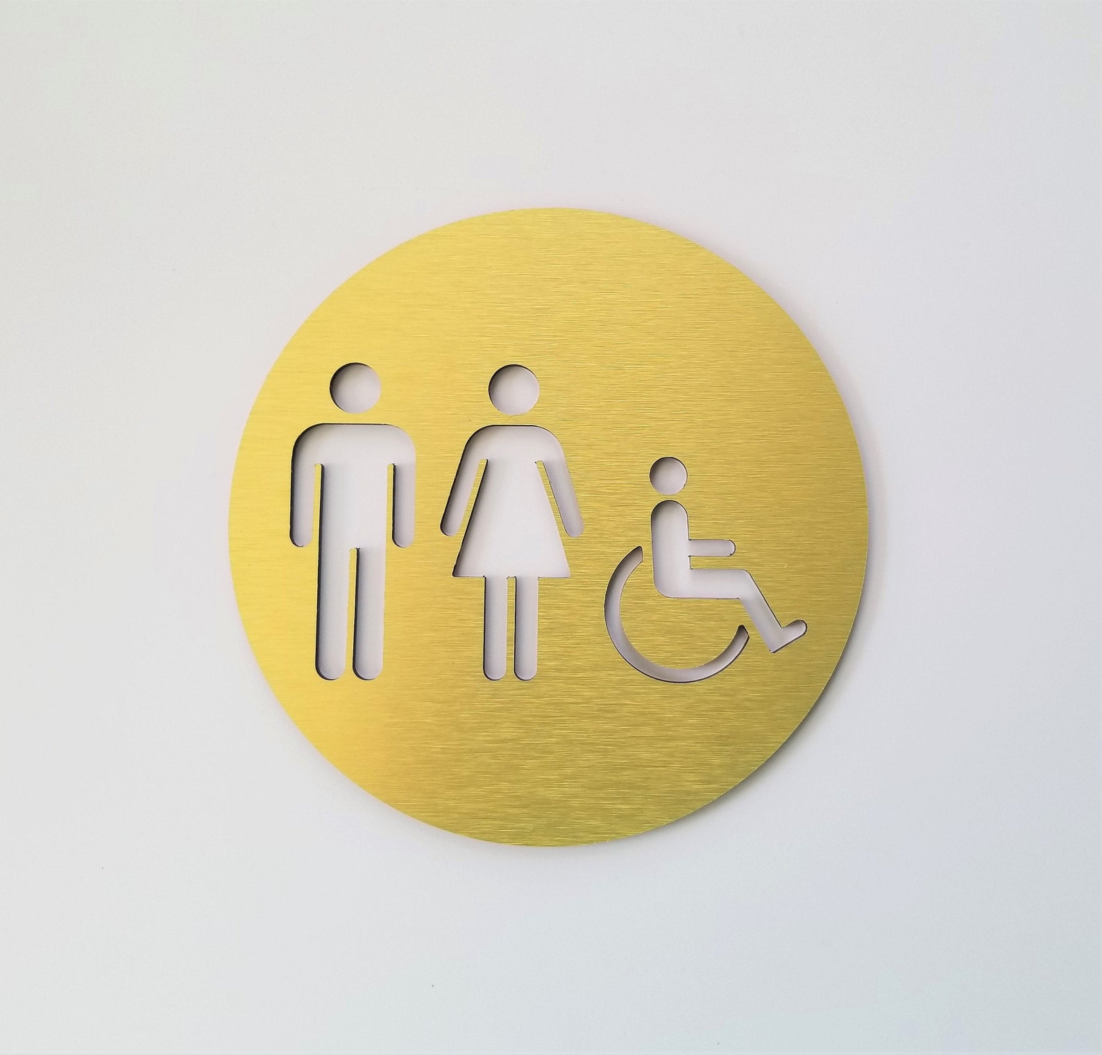 Gold Bathroom Sign. All Gender Restroom Door Sign. Unisex | Etsy