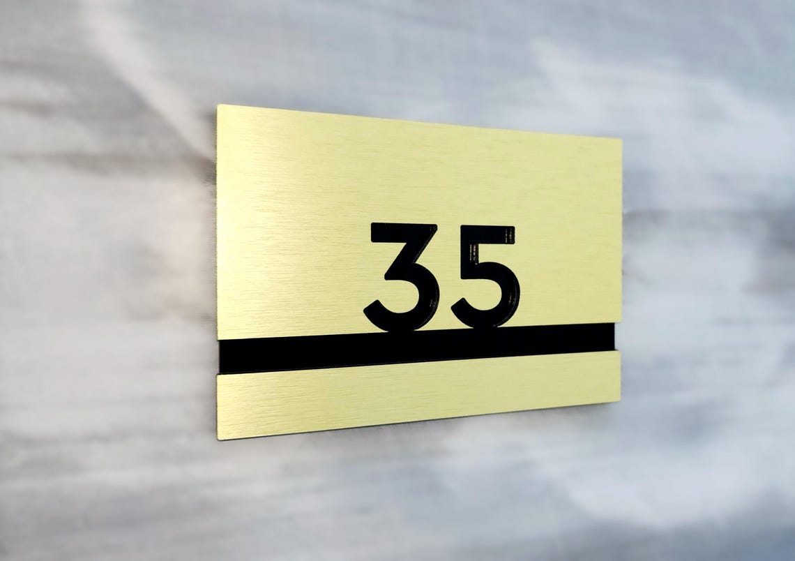Brushed Gold Number Signs. Custom Door Numbers. Apartment Number Signs ...